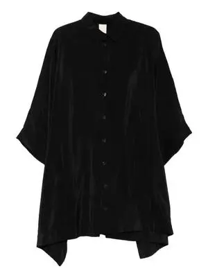 Soh Asymmetric Satin Shirt - Black