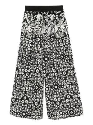 Max Mara Floral Print Palazzo Pants - Black
