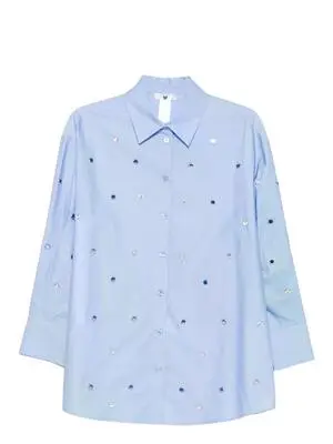 TWINSET Crystal-embellished Eyelet Shirt - Blue