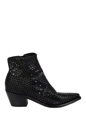 ZOLFO Interwoven Leather Ankle Boots - Black