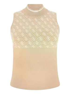 Guess Logo Pattern Sleeveless Top - Neutrals
