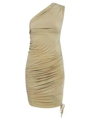 Balmain Ruched One-shoulder Mini Dress - Green