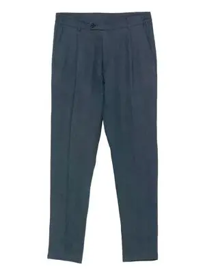 Eleventy Pleated Linen Trousers - Blue