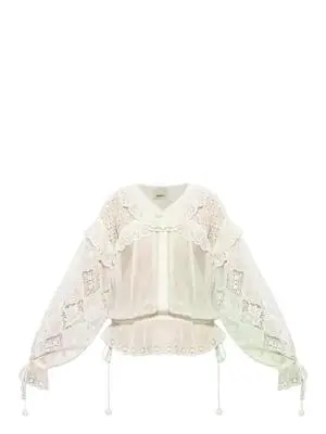 Isabel Marant Étoile Broderie-anglaise Drawstring Blouse - White