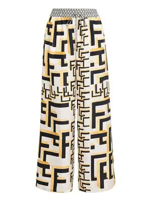Camilla Printed Silk-twill Wide-leg Pants - White