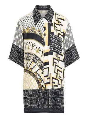 Camilla Crystal-embellished Printed Silk-twill Shirt - White