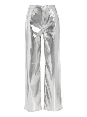 Rag & Bone Logan Metallic Straight-leg Pants - Silver