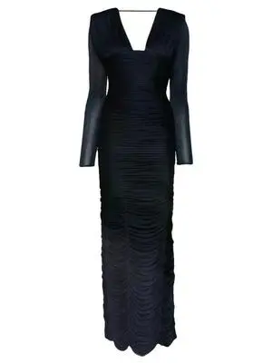 Versace Draped Silk Crêpe Midi Dress - Blue