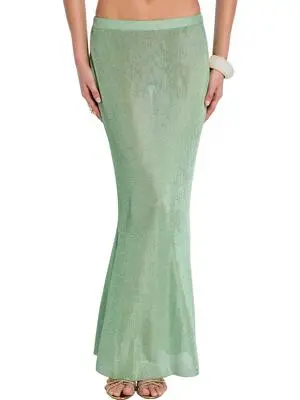 SEROYA Harmony Metallic Knit Skirt - Sage