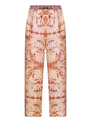 PIERRE-LOUIS MASCIA Tapestry-print Silk Trousers - Red