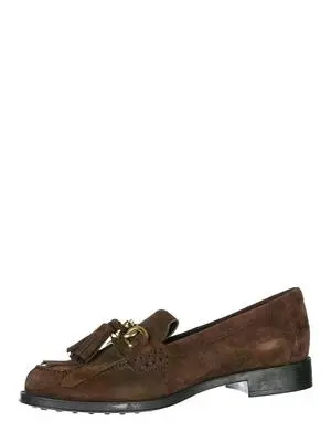 TOD'S Double-t Tassel Suede Loafers - Brown