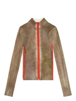 DIESEL® Ribbed-knit Zip-up Cardigan - Brown