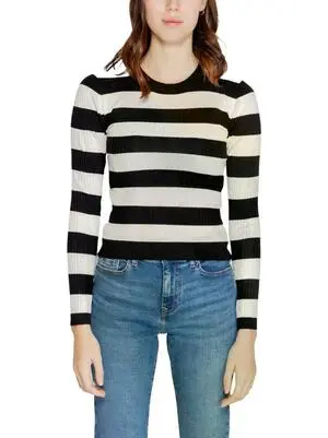 JACQUELINE DE YONG Striped Rib-Knit Pullover