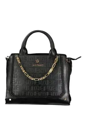 LAURA BIAGIOTTI Monogram-pattern Tote Bag With Chain Detail - Black