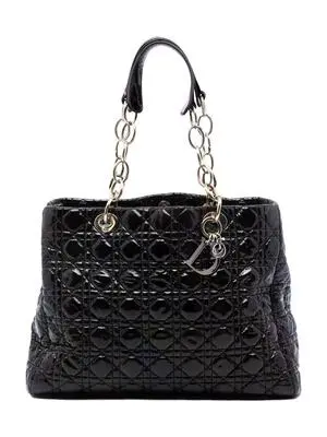 Dior 2012 Large Patent Cannage Lady Soft Shopping Tote Bag - Black