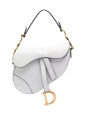 Dior Mini Grained Calfskin Saddle Bag - White