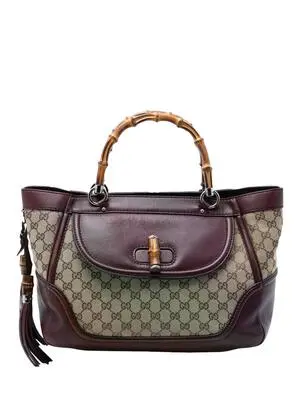 Gucci Gg Canvas New Bamboo Tassel Tote - Neutrals