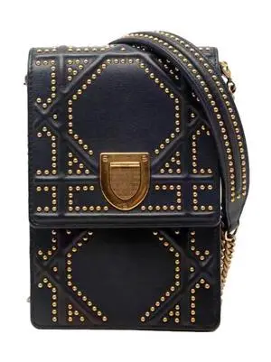 Dior 2018 Studded Lambskin Vertical Diorama Crossbody Bag - Blue