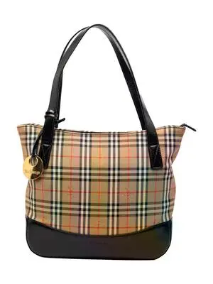 Burberry Haymarket Check Canvas Tote Bag Neutrals