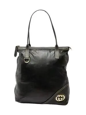 Gucci 2000-2015 Leather Britt Tote Bag - Black