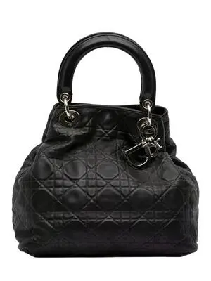 DIOR 2008 Lambskin Cannage Soft Lady Dior Tote Bag