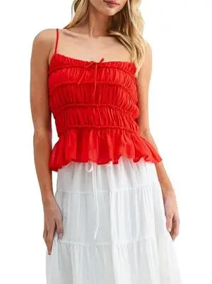 ALL IN FAVOR Sleeveless Peplum Top - Red