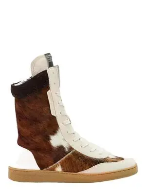 ALLSAINTS Louise Cow-print High-top Sneakers - Neutrals