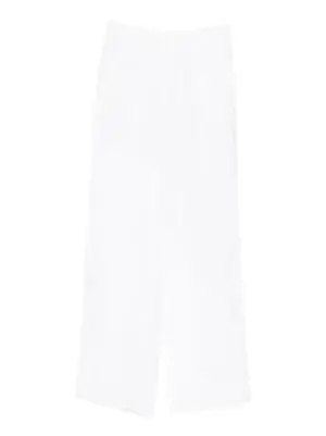 Marella Linen Wide-leg Trousers - White