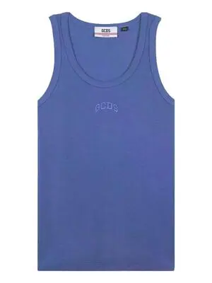 Gcds Logo-Embroidered Tank Top Blue
