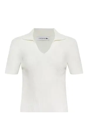 LACOSTE Ribbed-Knit V-Neck T-Shirt