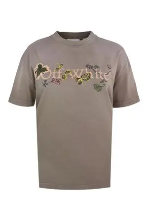 Off-White Floral-print Logo T-shirt - Neutrals