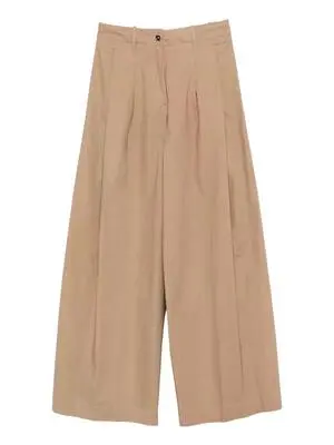 NINE:INTHE:MORNING Pleated Wide-Leg Trousers Neutrals