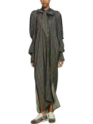 UMA WANG Corey Geometric Print Draped Coat - Grey