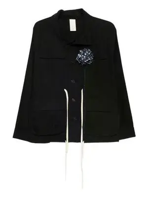 Soh Floral Appliqué Jacket - Black