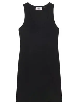 Gcds Logo-embroidered Mini Dress - Black