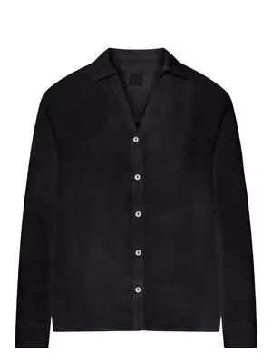 120% Lino Long-sleeve Linen Shirt - Black