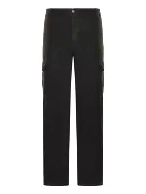 120% Lino Linen Cargo Trousers - Black