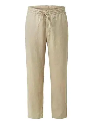 120% Lino Drawstring Linen Trousers - Neutrals