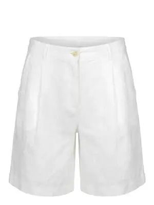 120% Lino Pleated Linen Shorts - White