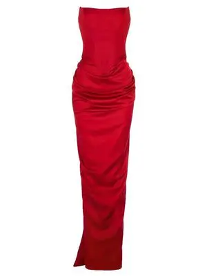 V:PM ATELIER Flavia Corset-style Draped Maxi Dress - Red