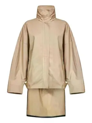DARKPARK Asymmetric Batwing-Sleeve Coat Neutrals