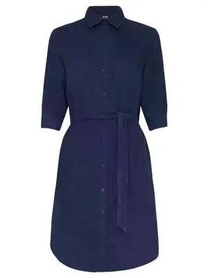 Vilebrequin Ludovie Belted Linen Shirt Midi Dress - Blue