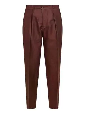 BRIGLIA 1949 Pleated Tapered Trousers - Brown