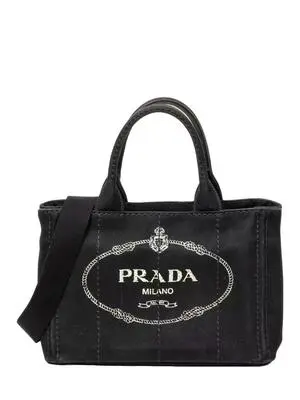 Prada Logo Print Tote Bag - Black