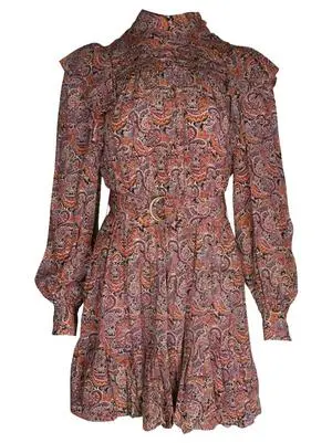 Ulla Johnson Luna Long-sleeve Ruffled Mini Dress - Red