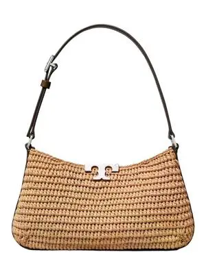 Tory Burch Eleanor Raffia Slim Shoulder Bag Neutrals