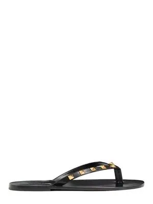 Valentino Garavani Rockstud Goatskin Flip Flops - Black