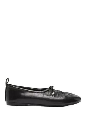 ADRIANNA FERETTI Bow-detail Leather Ballet Flats - Black