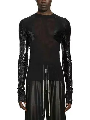 Rick Owens Temple Dennis Sequin-embellished T-shirt - Black