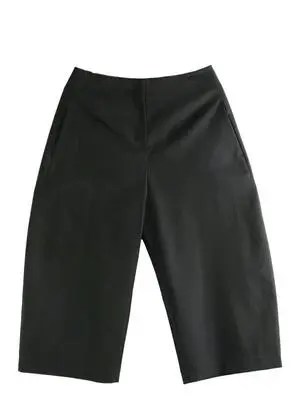 AMOMENTO Cropped Wide-leg Trousers - Black